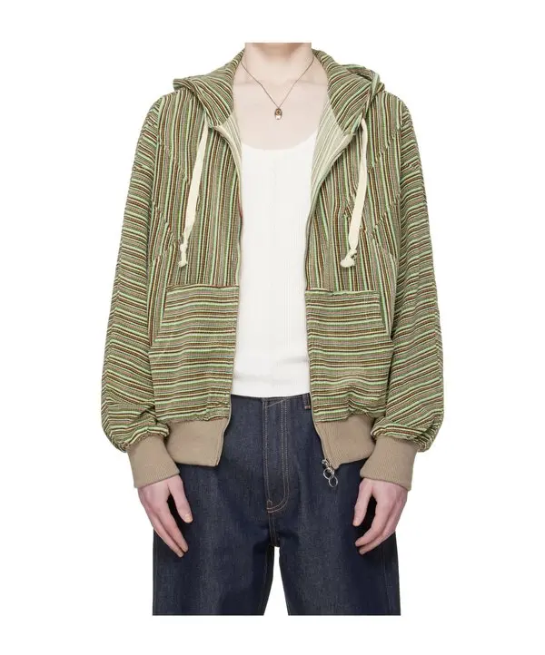 EDWARD CUMING Striped Drawstring Hoodie
