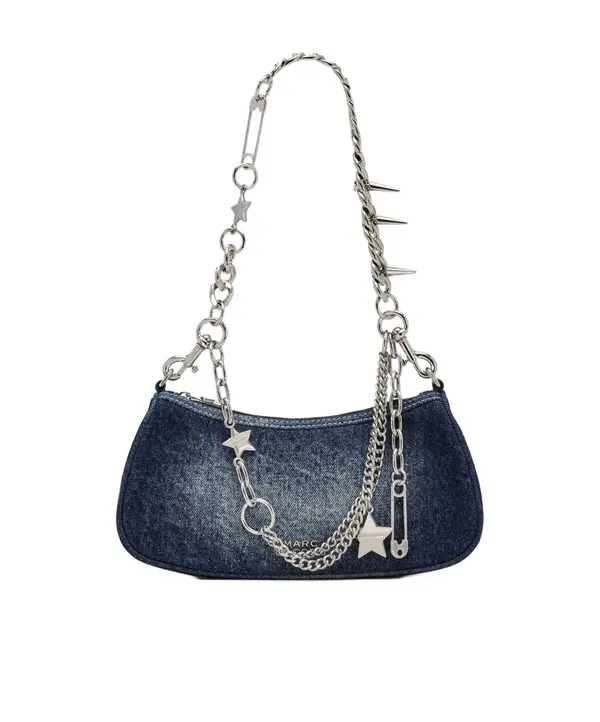 Marc Jacobs Distressed Denim Shoulder Bag With Chain Strap