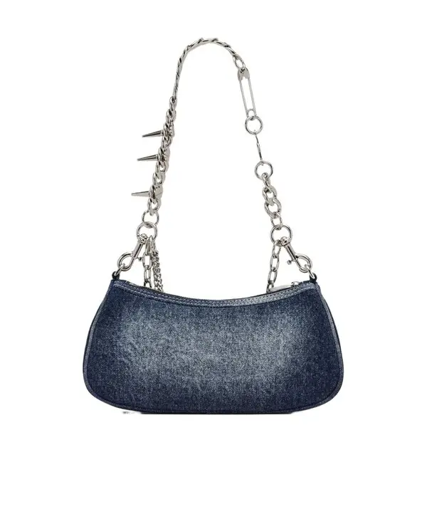 Marc Jacobs Distressed Denim Shoulder Bag With Chain Strap