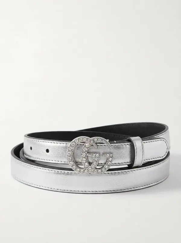 Gucci Embellished Gg Buckle Belt - Black