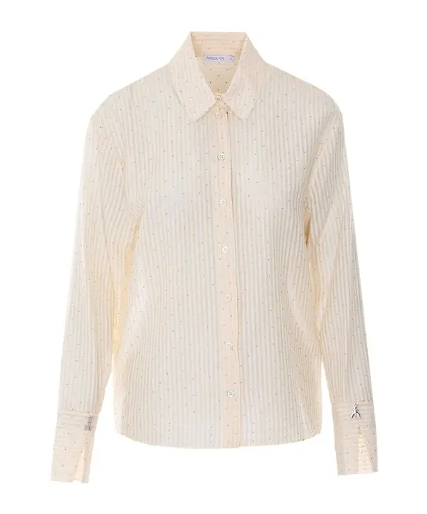 Patrizia Pepe Striped Embellished Fluid Shirt - White