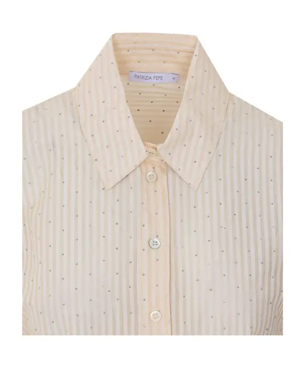 Patrizia Pepe Striped Embellished Fluid Shirt - White
