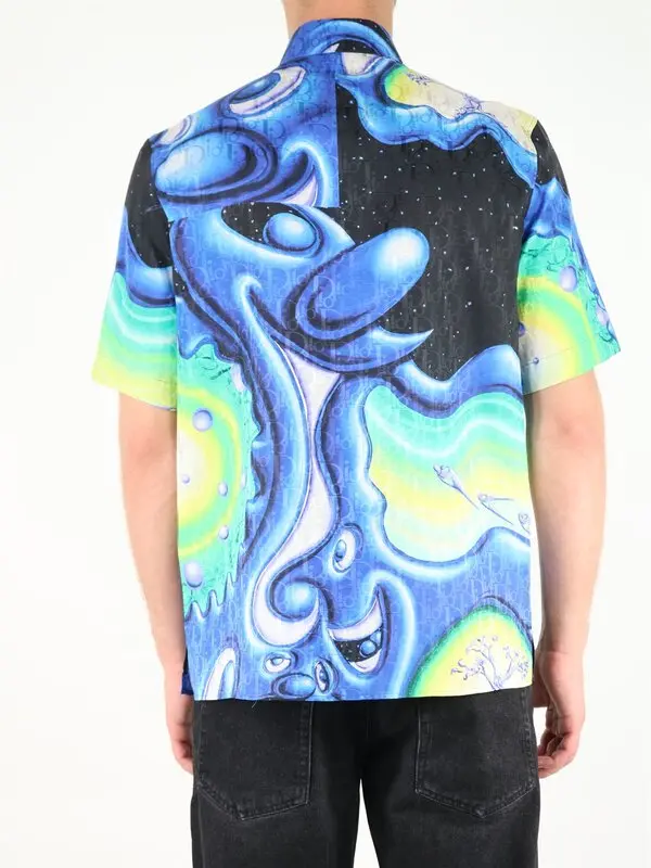 Dior X Kenny Scharf Graphic Printed Short Sleeve Shirt - Blue