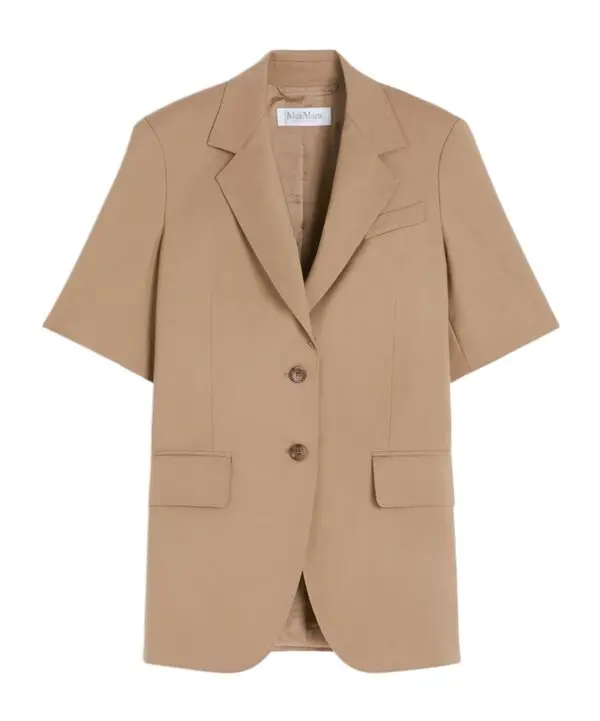 Max Mara Ottuso Short-sleeve Notched-lapel Blazer - Hazelnut Brown