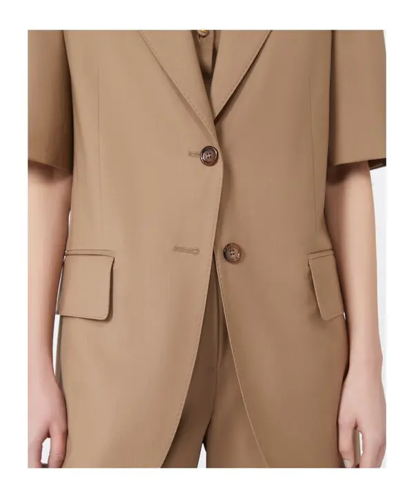 Max Mara Ottuso Short-sleeve Notched-lapel Blazer - Hazelnut Brown