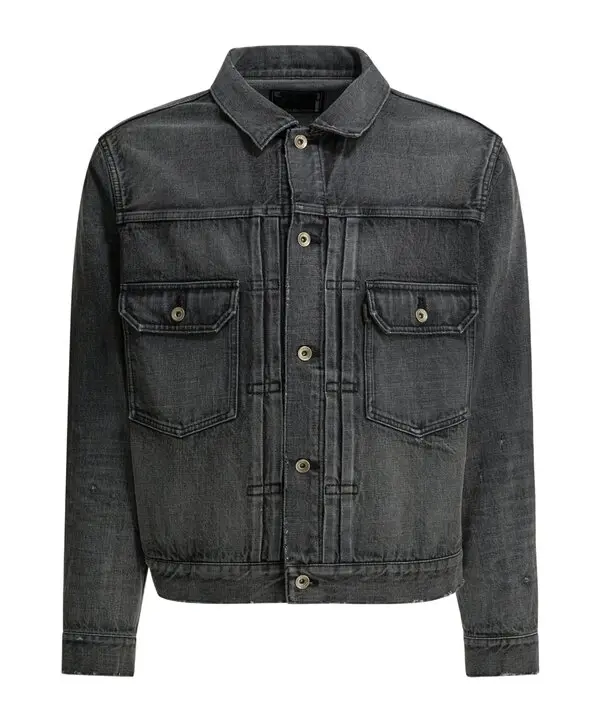 Sacai Checked Cuff Denim Jacket