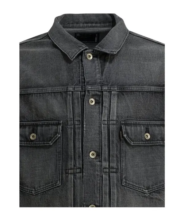 Sacai Checked Cuff Denim Jacket