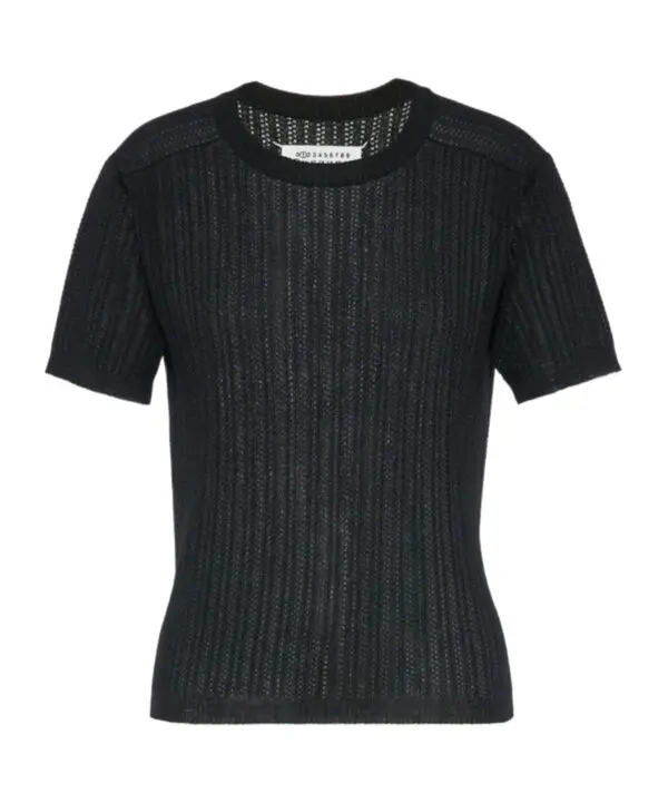 MAISON MARGIELA Ribbed Crew Neck Short Sleeve Top