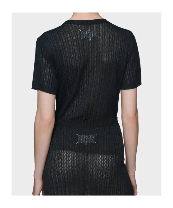 MAISON MARGIELA Ribbed Crew Neck Short Sleeve Top