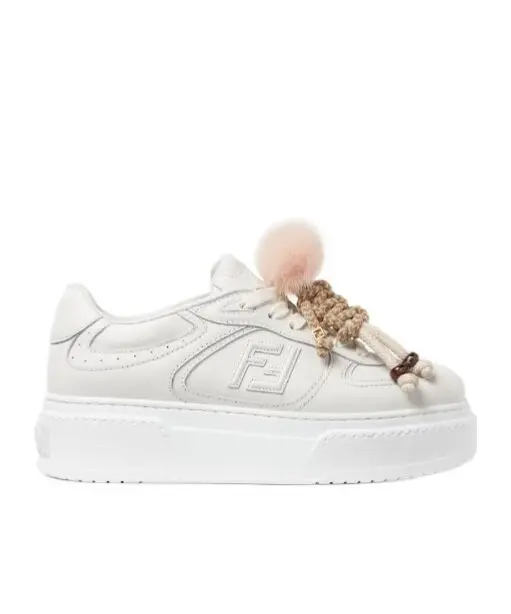 Fendi Match Platform Lace-up Sneakers With Embellished Charms - White