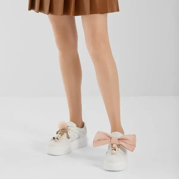 Fendi Match Platform Lace-up Sneakers With Embellished Charms - White