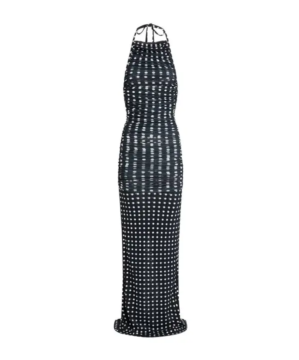 PATOU Halterneck Polka Dot Maxi Dress
