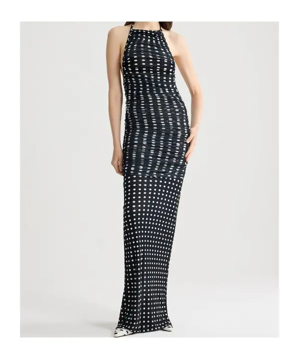 PATOU Halterneck Polka Dot Maxi Dress