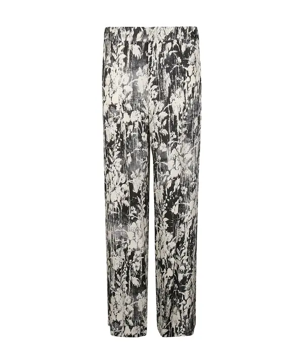 PT TORINO Floral-print Wide-leg Trousers - Black