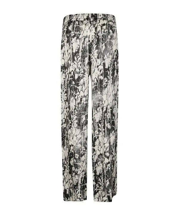 PT TORINO Floral-print Wide-leg Trousers - Black