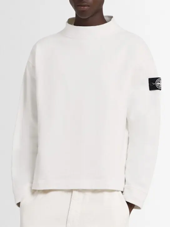 Stone Island High Neck Fleece Sweatshirt With Logo Patch