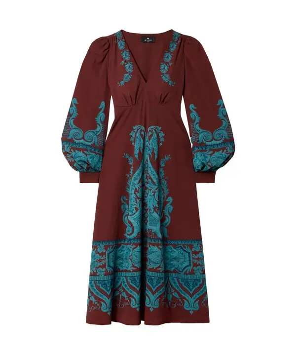 Etro Printed Crepe Midi Dress