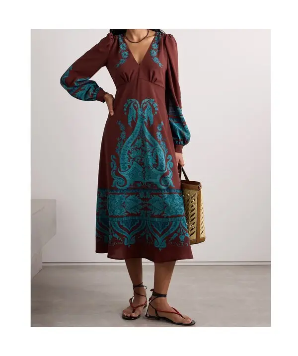 Etro Printed Crepe Midi Dress