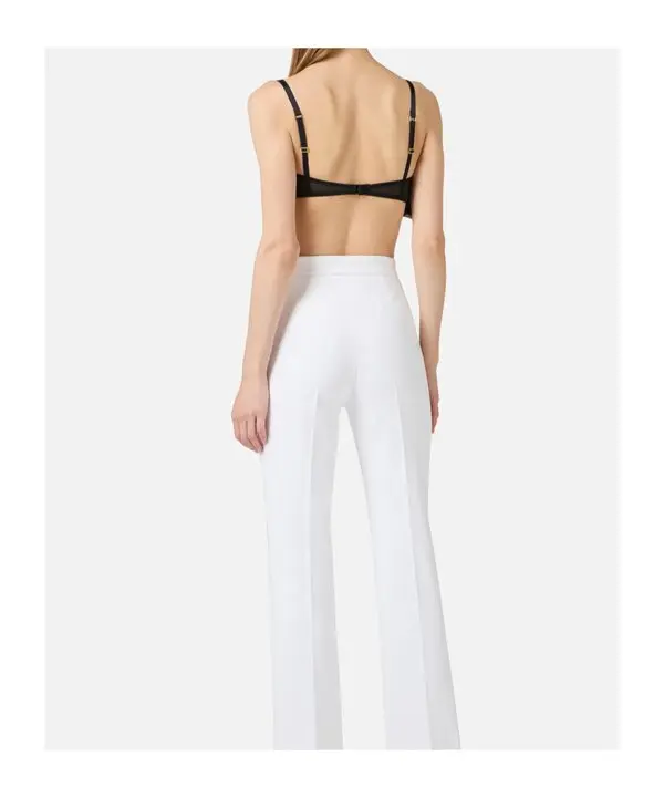 Elisabetta Franchi Asymmetrical Pattern Satin Bra - Black
