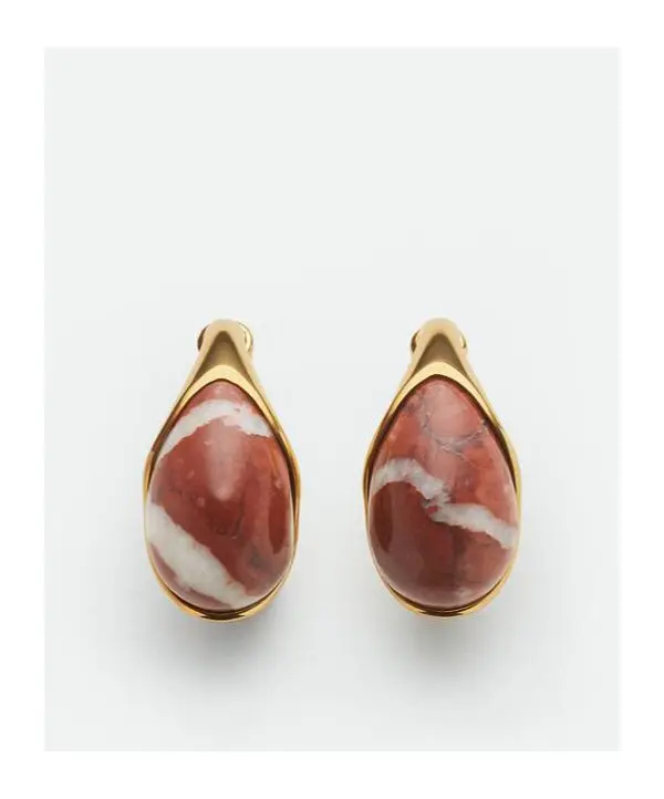 Bottega Veneta Drop Earrings With Rosso Francia Marble