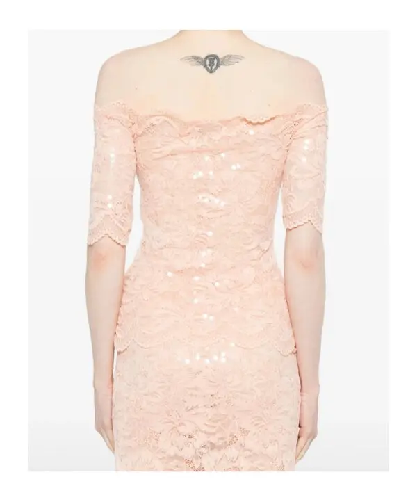 Rabanne Off-shoulder Sequined Lace Top - Nude