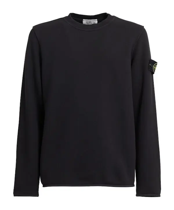 Stone Island Cotton Sweatshirt With Sleeve Logo Patch - Black