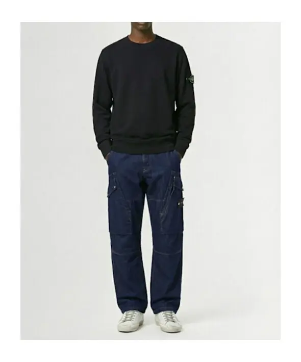 Stone Island Cotton Sweatshirt With Sleeve Logo Patch - Black