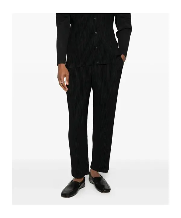 Issey Miyake Homme Plissé Pleated Straight Leg Trousers - Black