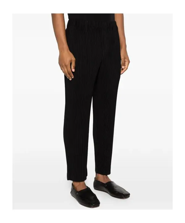 Issey Miyake Homme Plissé Pleated Straight Leg Trousers - Black