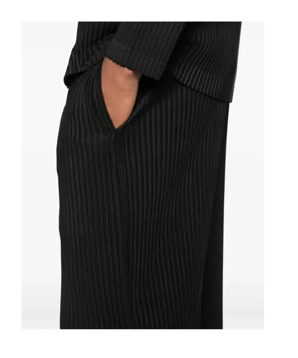 Issey Miyake Homme Plissé Pleated Straight Leg Trousers - Black