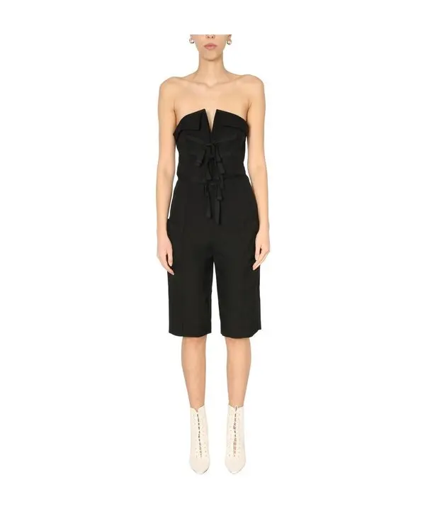Philosophy Di Lorenzo Serafini Bustier Jumpsuit With Fluffy Trim - Black
