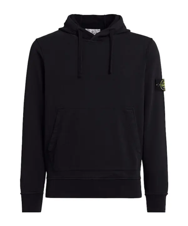 Stone Island Cotton Hoodie With Sleeve Logo Patch - Black