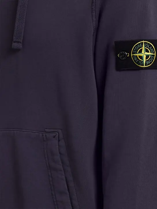 Stone Island Cotton Hoodie With Sleeve Logo Patch - Black