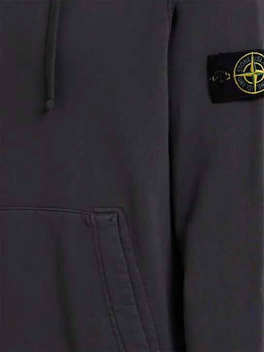Stone Island Cotton Hoodie With Sleeve Logo Patch - Black