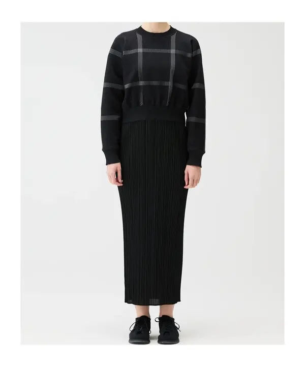 PLEATS PLEASE BY ISSEY MIYAKE Round Neck Long Sleeve Sweater