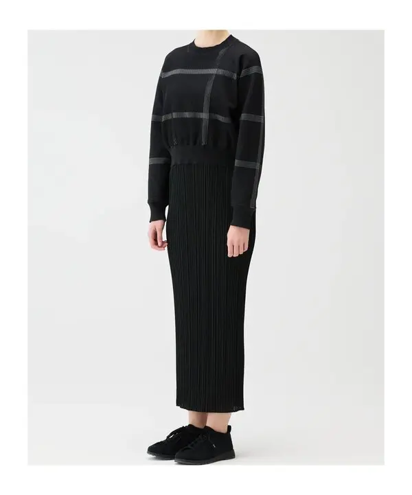 PLEATS PLEASE BY ISSEY MIYAKE Round Neck Long Sleeve Sweater