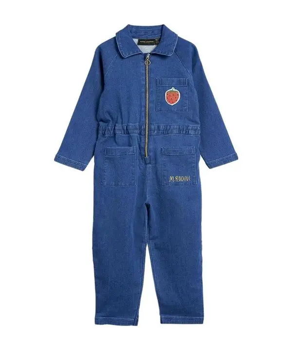 MINI RODINI Organic Cotton Denim Jumpsuit - Blue