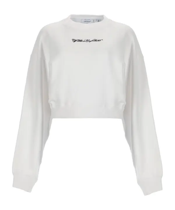 Off-White Embroidered Arrow Script Crewneck Sweatshirt - White