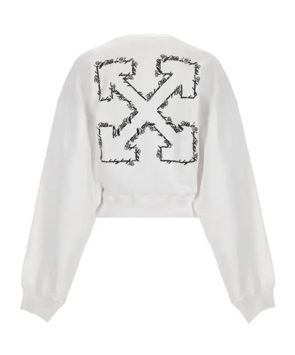 Off-White Embroidered Arrow Script Crewneck Sweatshirt - White