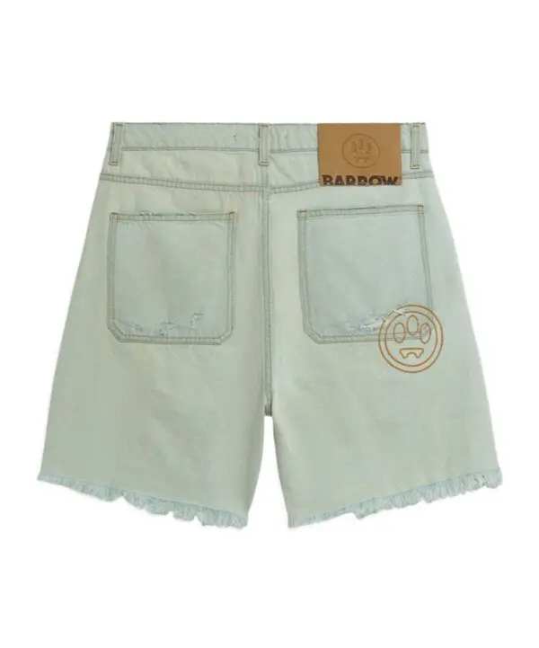 BARROW Distressed Frayed Hem Denim Shorts - Gray