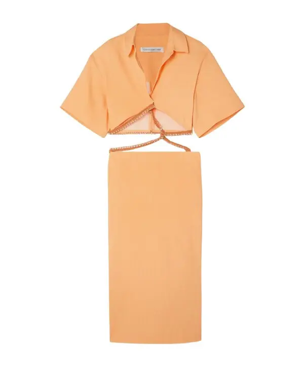 Christopher Esber Openwork Beaded Shirt Dress