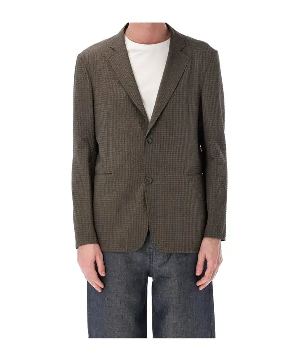 Emporio Armani Textured Single-breasted Blazer - Black