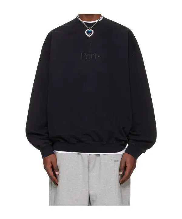 Vetements Paris Embroidered Long-sleeve Sweatshirt - Black