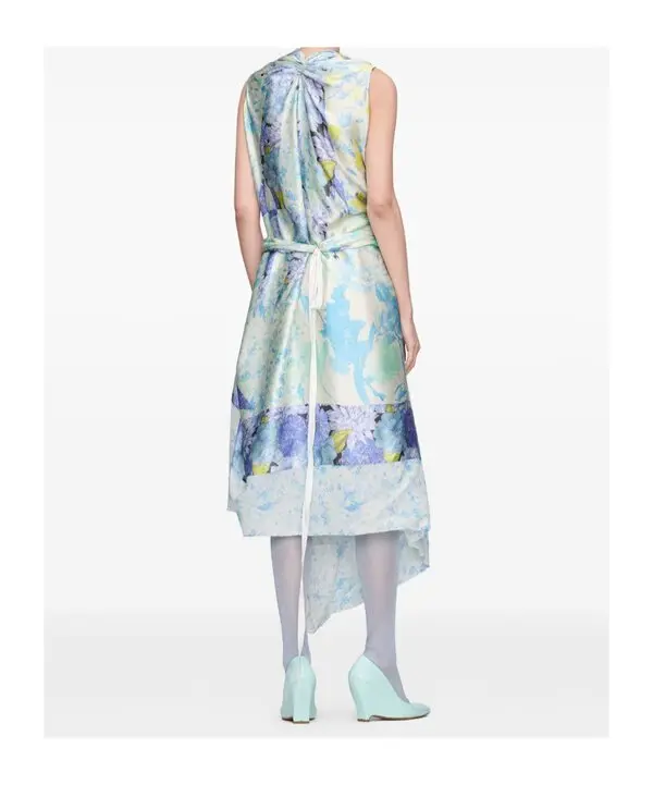 MAISON MARGIELA Sleeveless Floral Print Draped Dress