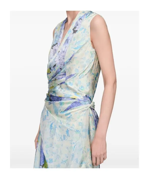MAISON MARGIELA Sleeveless Floral Print Draped Dress