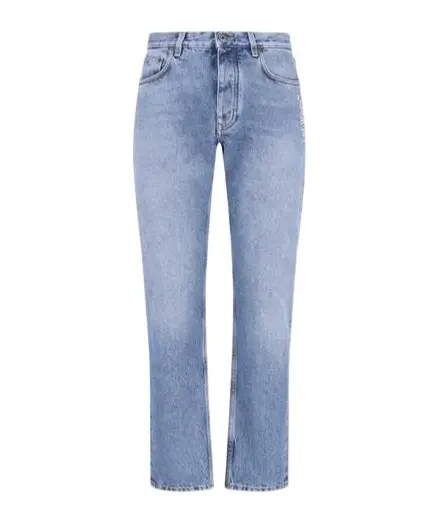 Off-White Half Arrow Printed Straight Leg Jeans - Blue