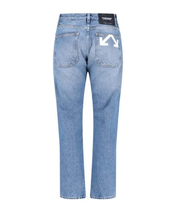 Off-White Half Arrow Printed Straight Leg Jeans - Blue