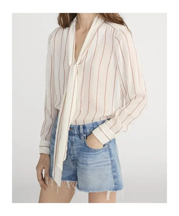 FRAME Striped Long-sleeved Shirt With Tie Detail