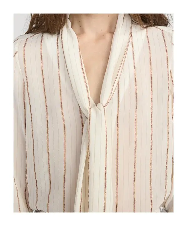 FRAME Striped Long-sleeved Shirt With Tie Detail