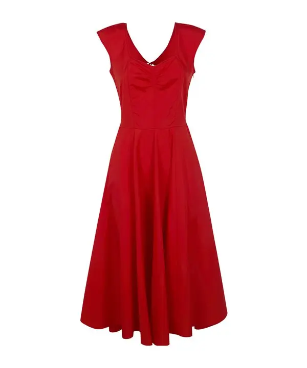 Aspesi Open Back Dress With V-neck And Tie-up Detail - Red